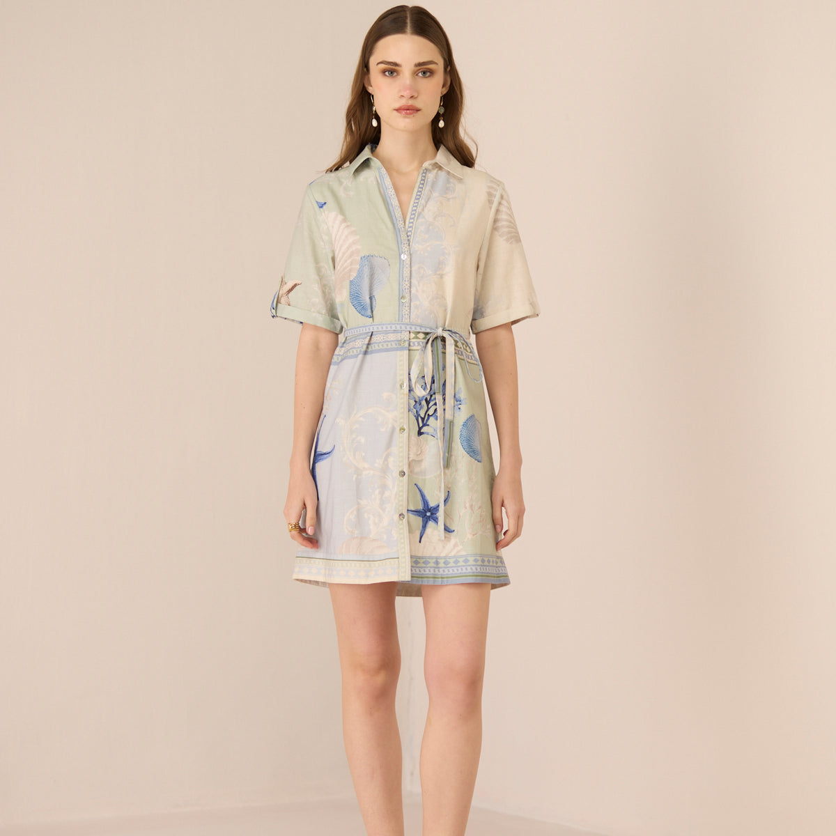 Calling June Leah Mini Shirt Dress | Cotton Slub | Islaa SS26
